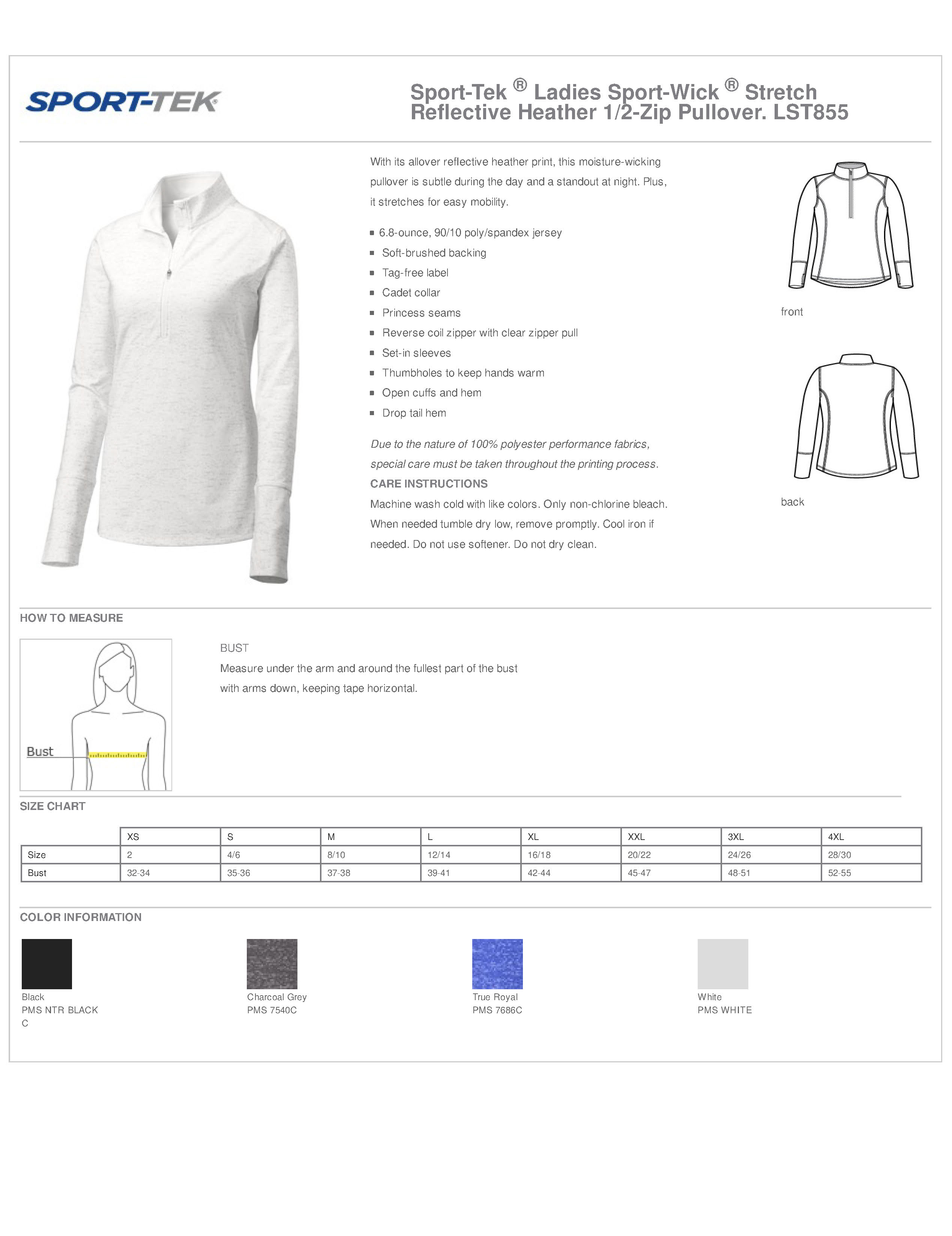 28 Points - Sport-Tek Ladies Sport-Wick Stretch Reflective Heather 1/2 ...