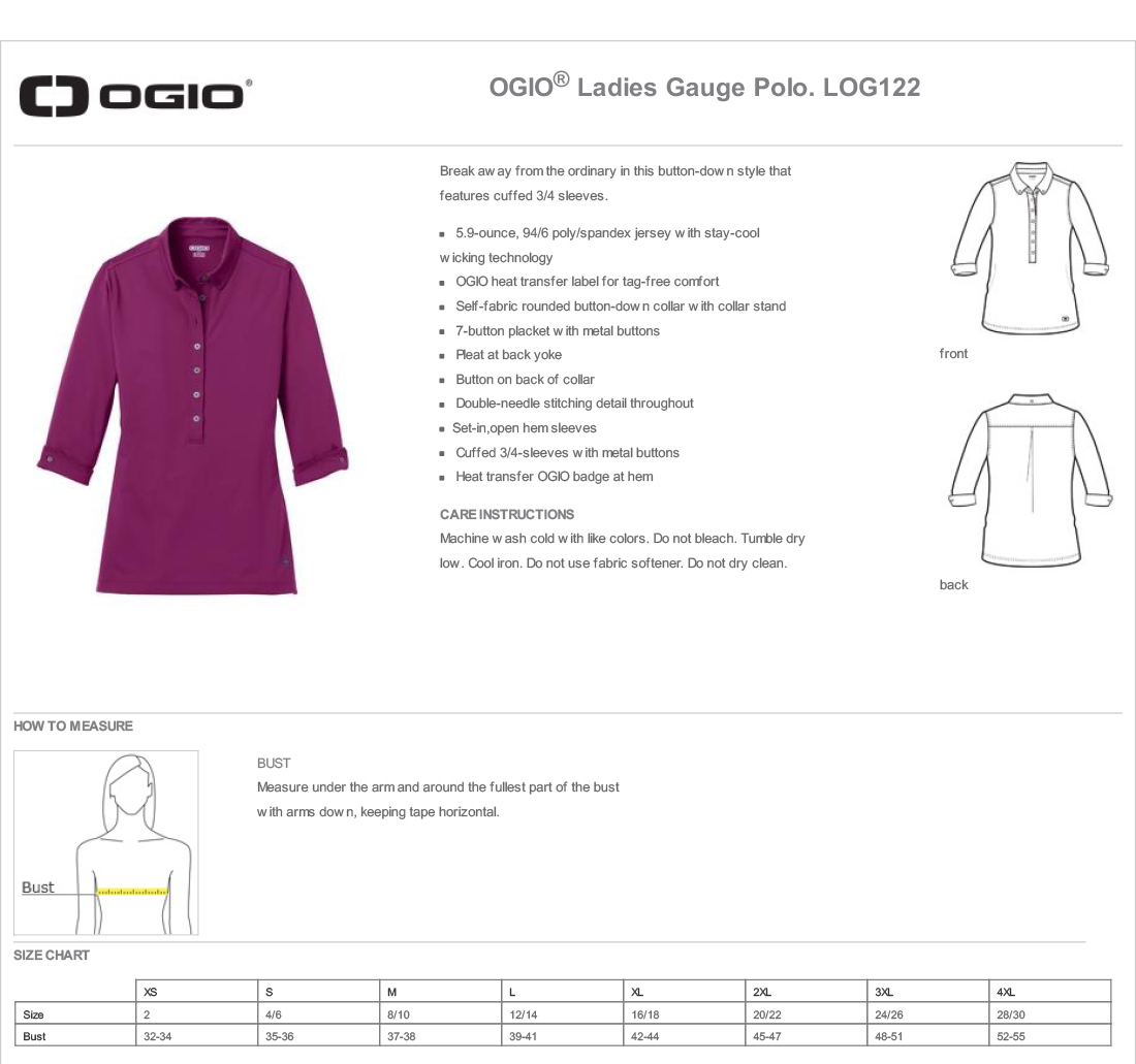 OGIO Ladies Gauge Polo - Orthopedic One