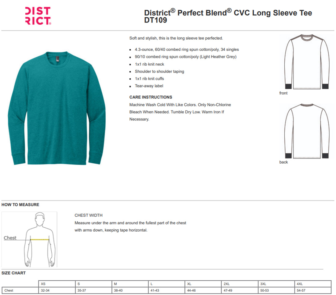 District Unisex Perfect Blend CVC Long Sleeve Tee - Onsite Women's ...