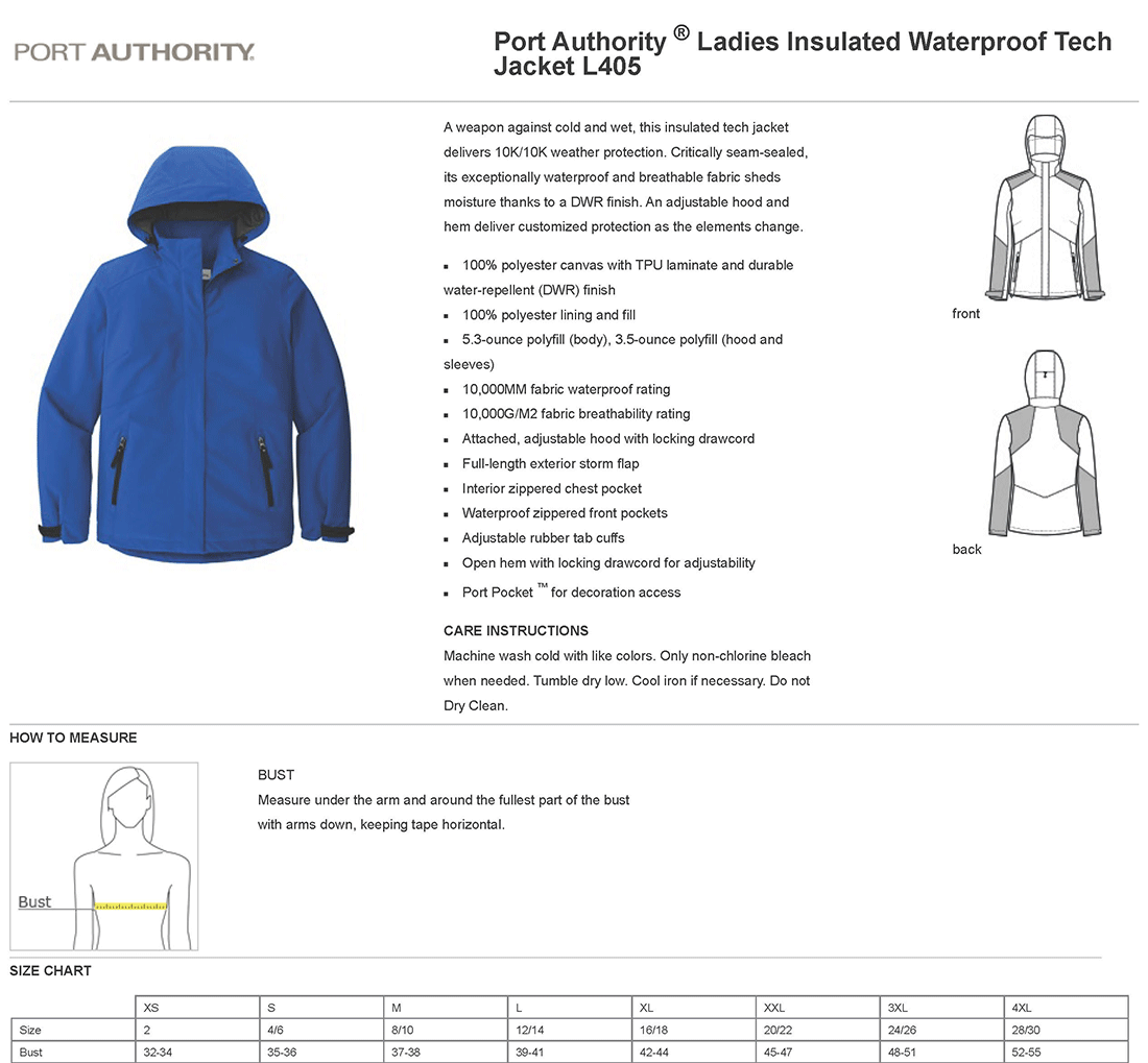 Women's Port Authority Insulated Waterproof Tech Jacket - Onsite Women ...