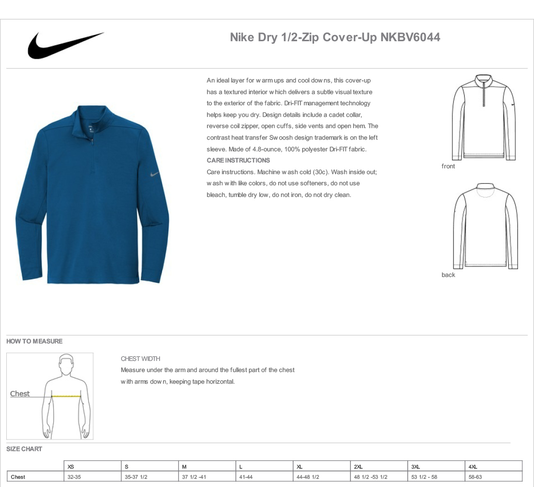 Nike Dry 1/2-Zip Cover-Up - Orthopedic One