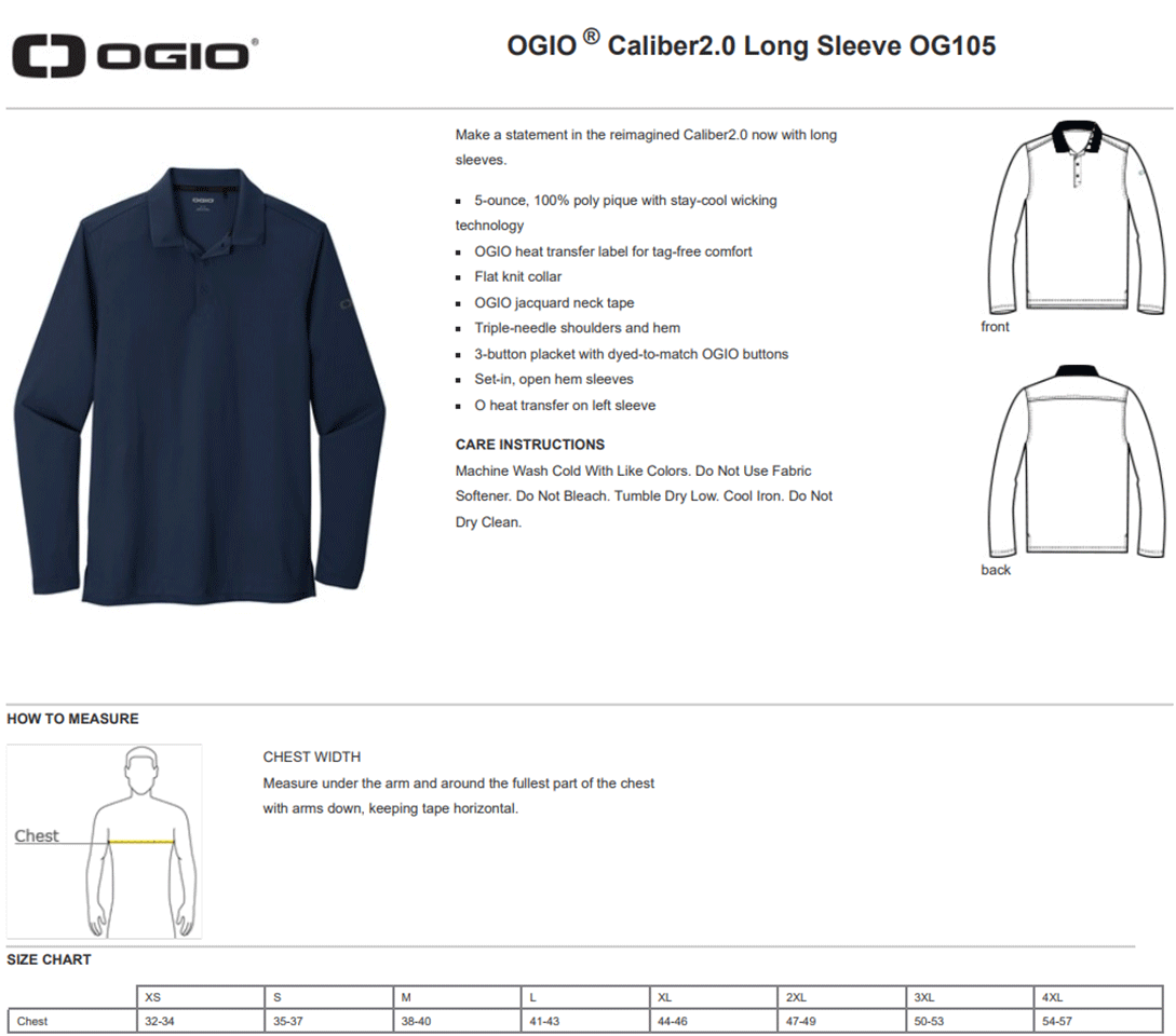 OGIO Caliber2.0 Long Sleeve OG105 - Titan Machinery Uniform Shop