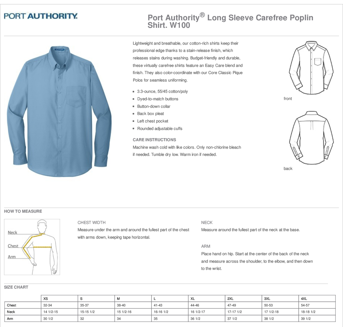 Port Authority Long Sleeve Carefree Poplin Shirt - Allegiance Trucks